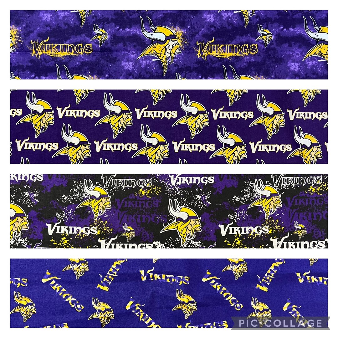 Minnesota Vikings Football NFL 100% Cotton Fabric, 4 Patterns / Designs ...
