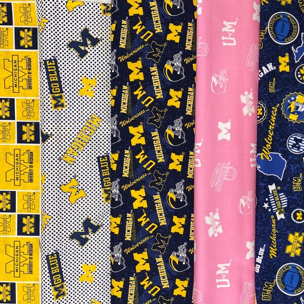 University of Michigan Quilting Fabric - Etsy