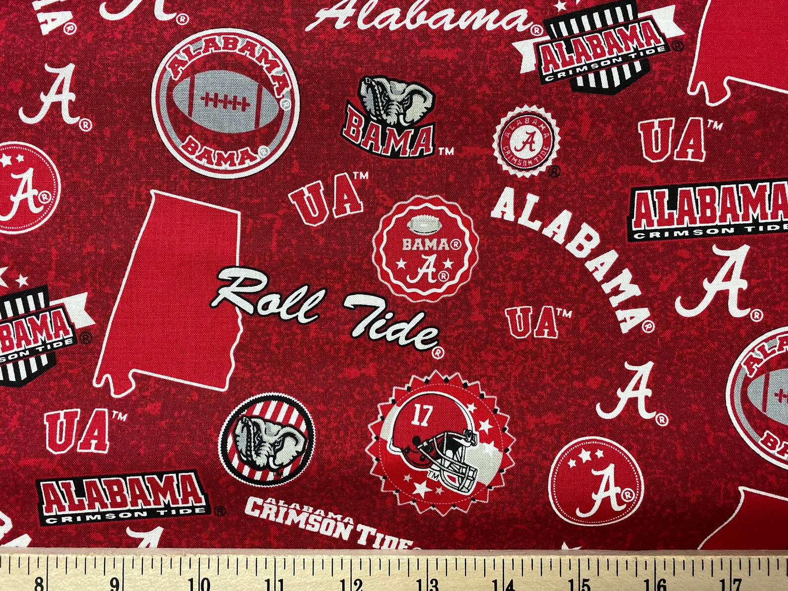 NCAA University of Alabama Crimson Tide, 5 Designs, 100% Cotton Fabric ...