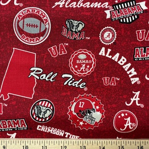 NCAA University of Alabama Crimson Tide, 5 Designs, 100% Cotton Fabric ...