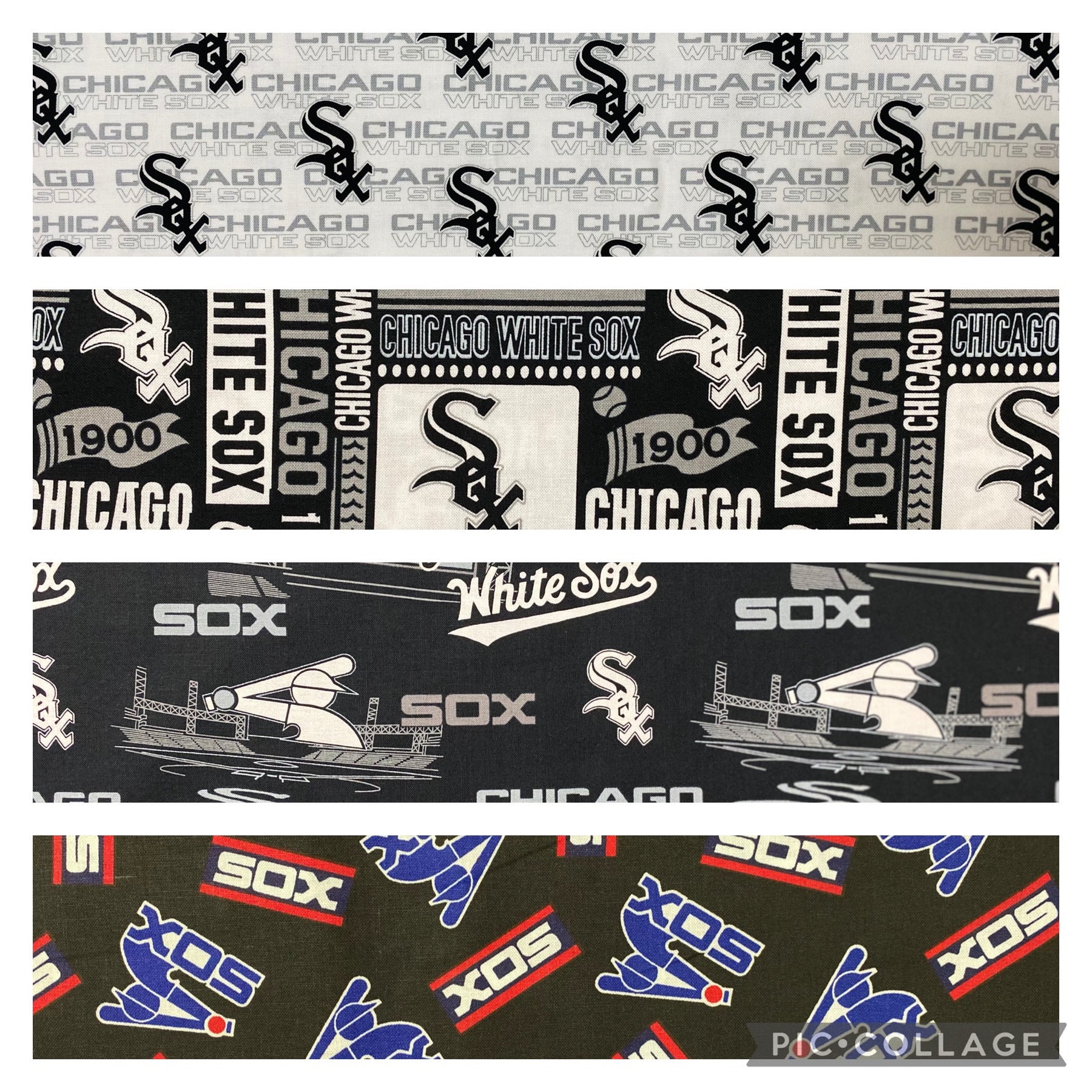 MLB Chicago White Sox WS Baseball, 4 Patterns / Designs, All 100% ...