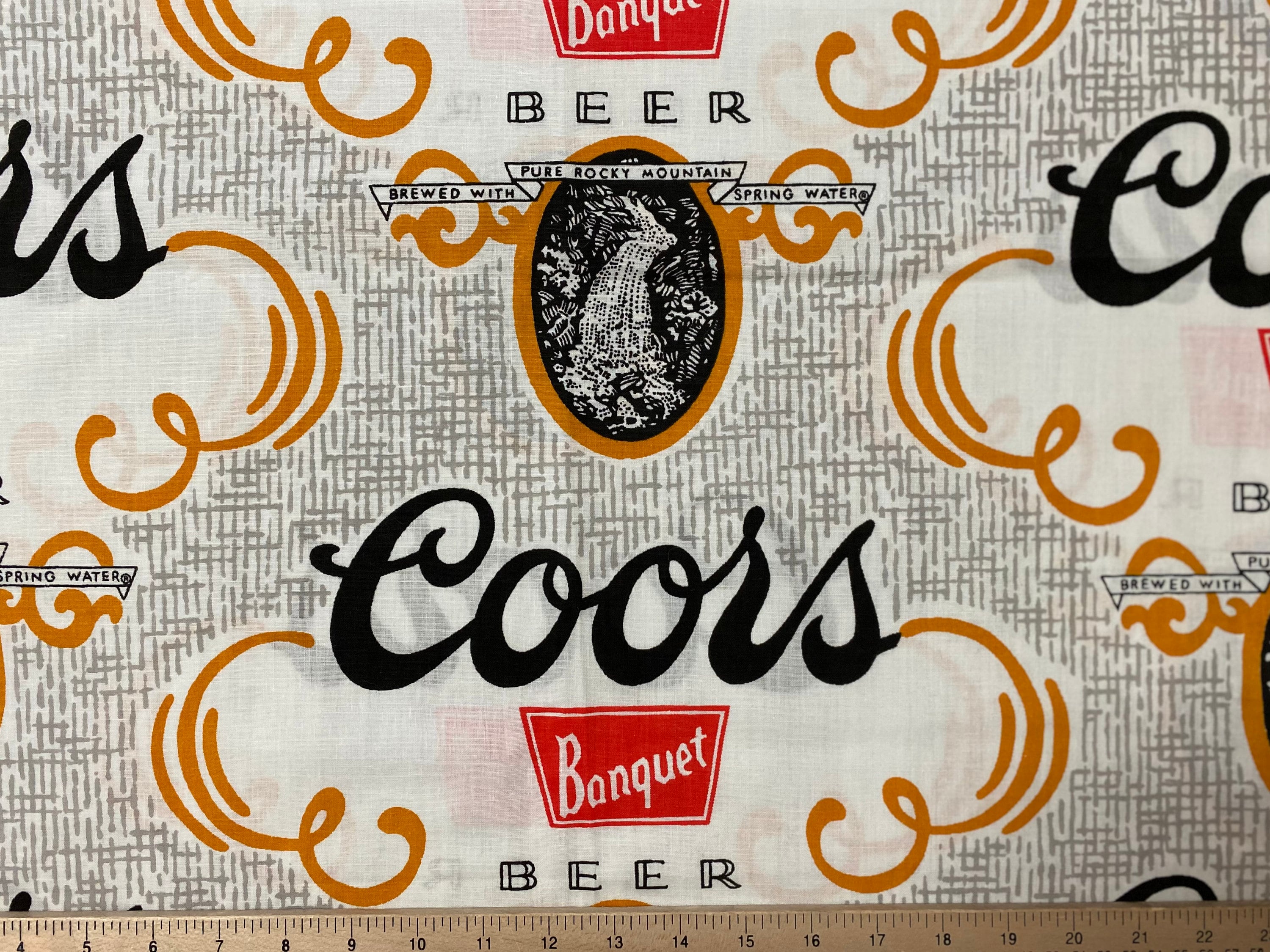 RARE VINTAGE Coors Beer 100% Cotton Fabric. Bud Light or Aerosmith Knit ...