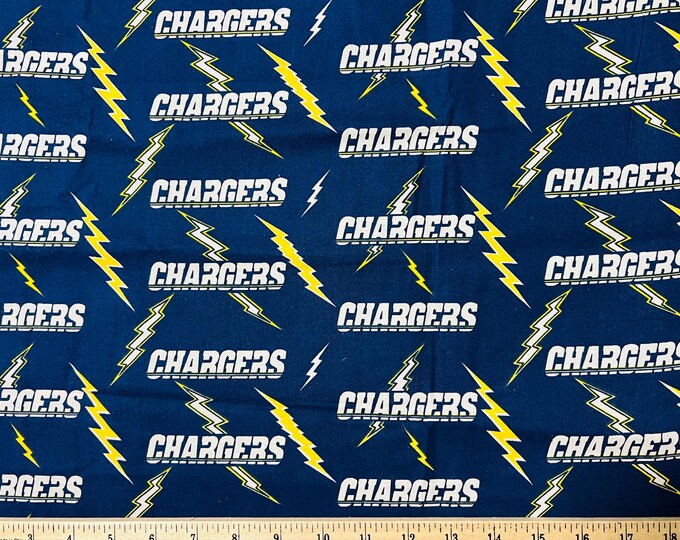 Los Angeles LA Chargers NFL Football, Rare VINTAGE, 100% Cotton Fabric ...