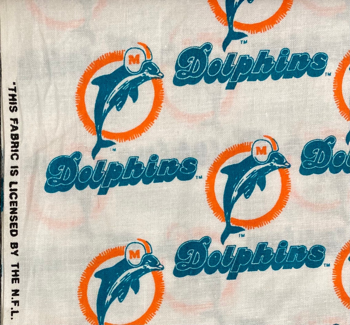 RARE NFL Miami Dolphins Football Vintage 100% Cotton Fabric | Etsy