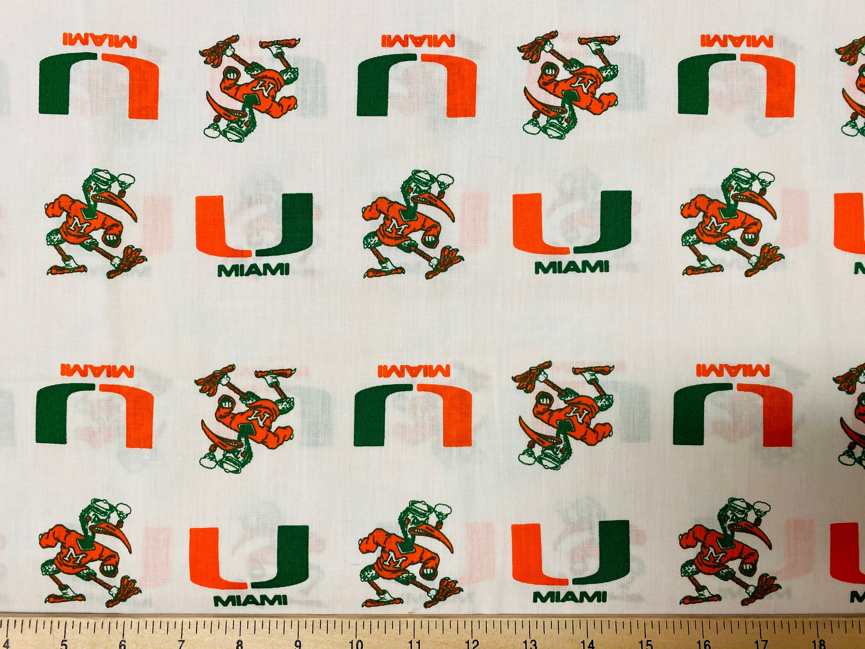 NCAA College University of Miami Hurricanes, 4 Designs, 100% Cotton ...