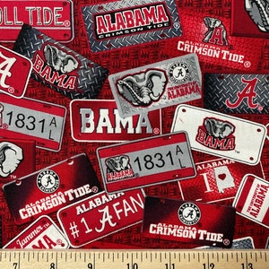 NCAA University of Alabama Crimson Tide, 5 Designs, 100% Cotton Fabric ...