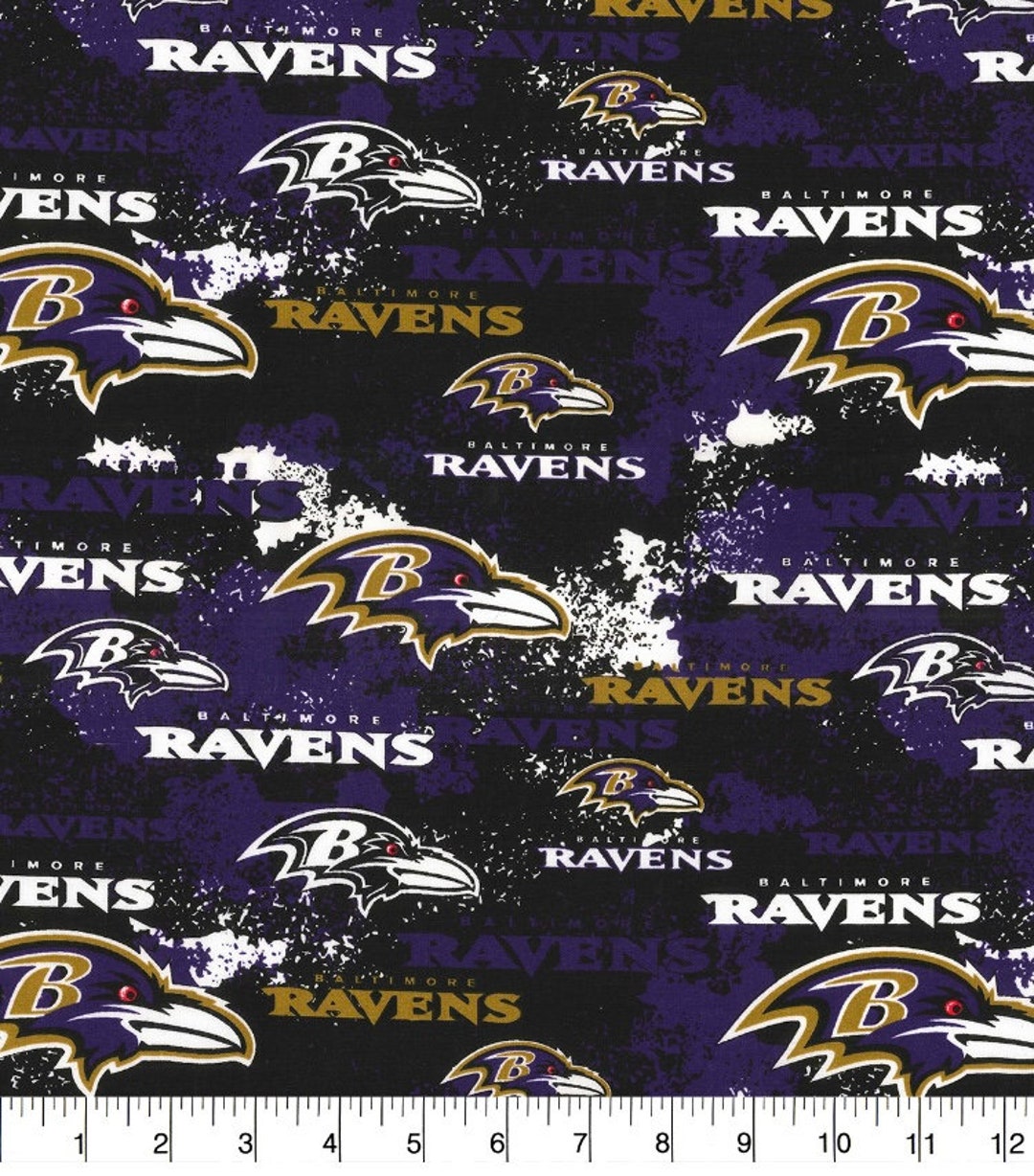 NFL Baltimore Ravens Football, Distressed Design, 100% Cotton Fabric ...