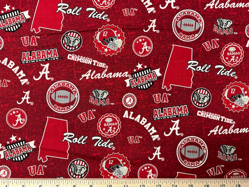 NCAA College University Fabrics, Alabama Crimson Tide, 100% Cotton ...