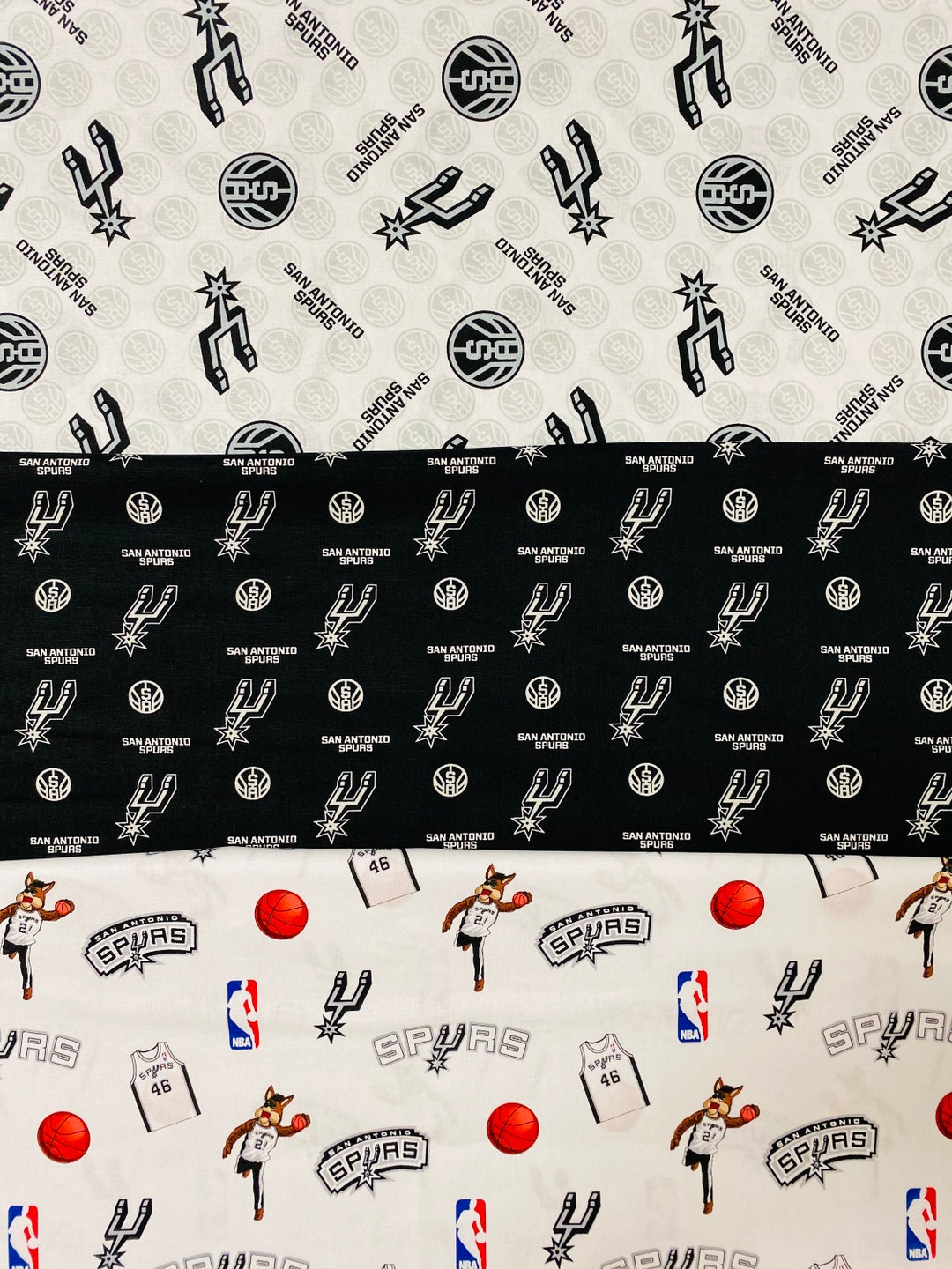 NBA SA San Antonio Spurs Basketball, 3 Patterns / Designs, 100% Cotton ...