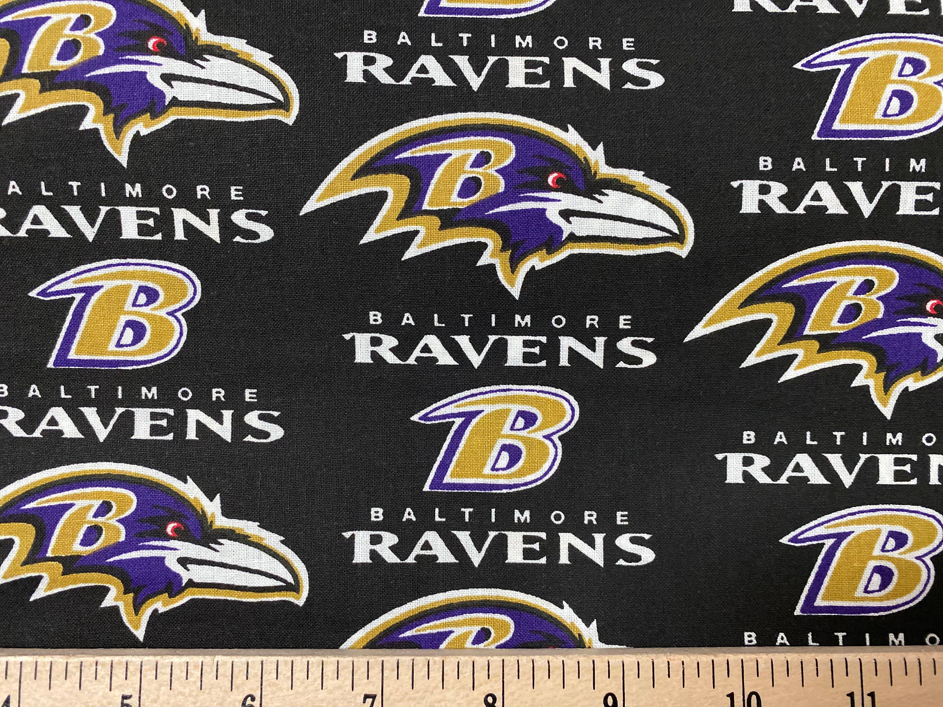 NFL Baltimore Ravens Football, 2 Patterns/ Designs, 100% Cotton Fabric ...
