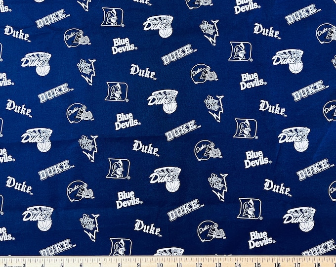 Duke University Blue Devils, SUPER RARE NCAA College 100% Cotton Fabric ...