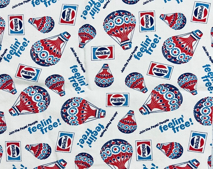 RARE VINTAGE 1970s Pepsi Cola, 100% Cotton Fabric, Very Hard to Find ...