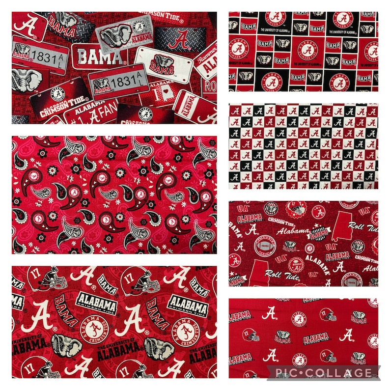 NCAA College University Fabrics, Alabama Crimson Tide, 100% Cotton ...