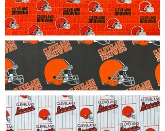 NFL CLEVELAND BROWNS Vintage Retro Print Football 100% Cotton Fabric ...