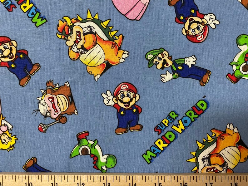 Nintendo Super Mario, 100% Cotton Fabric. Sold by the 1/4 Yard (9” X 42 ...