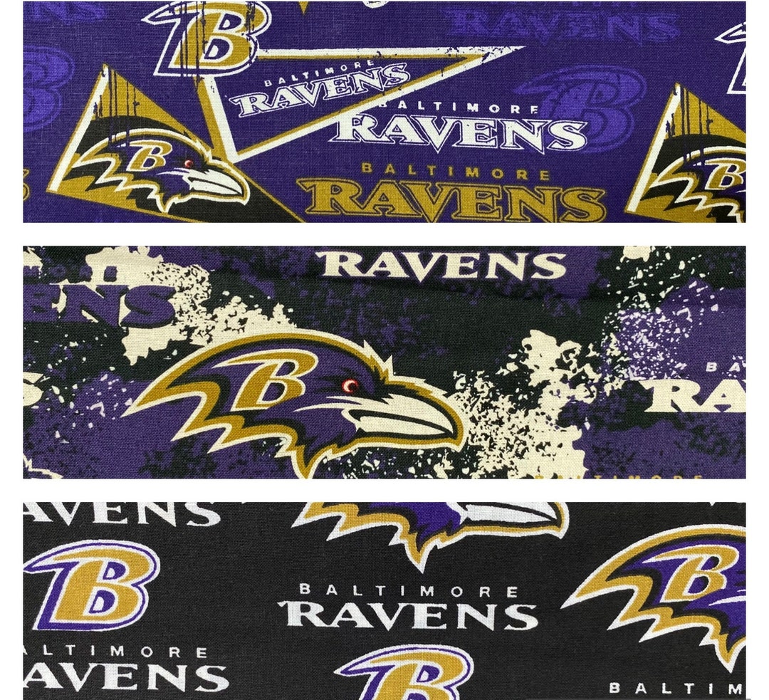 NFL Baltimore Ravens Football, 3 Patterns / Designs, 100% Cotton Fabric ...