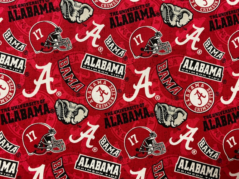 NCAA College University Fabrics, Alabama Crimson Tide, 100% Cotton ...
