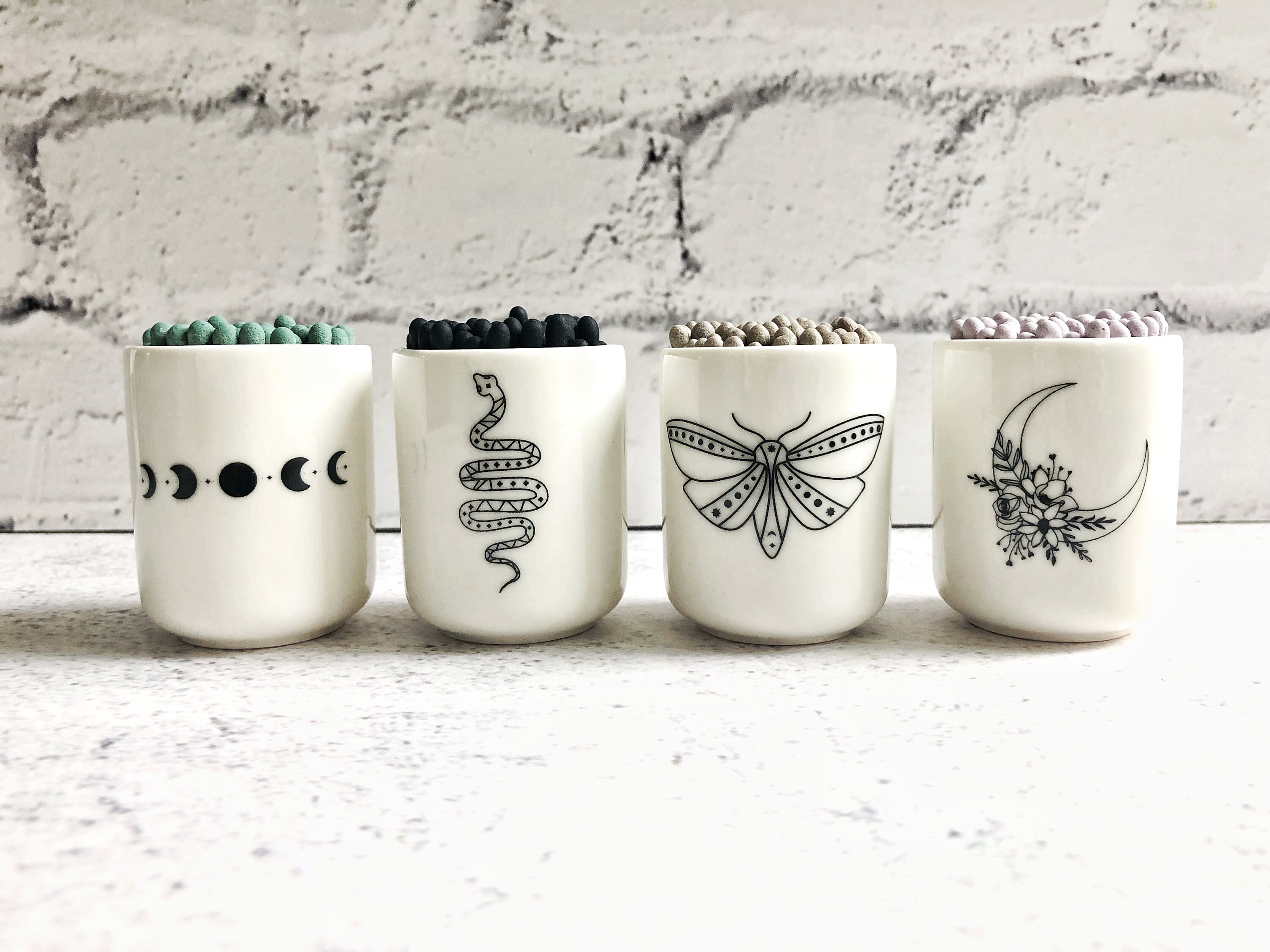 MATCHSTICK HOLDER Small Ceramic Jar Striker Sticker on - Etsy