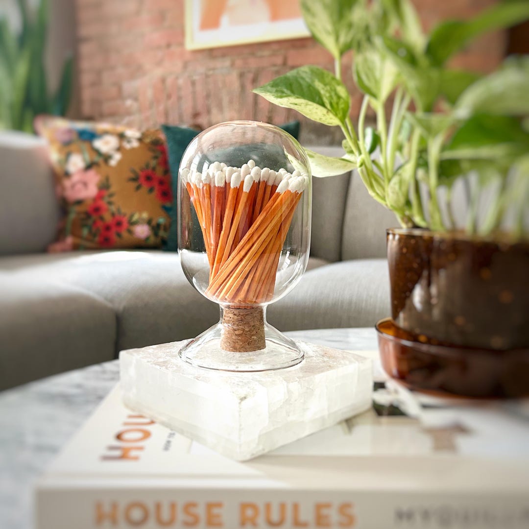 MATCH HOLDERS | Tangerine Orange Matchsticks | Glass Holder | Strike on ...