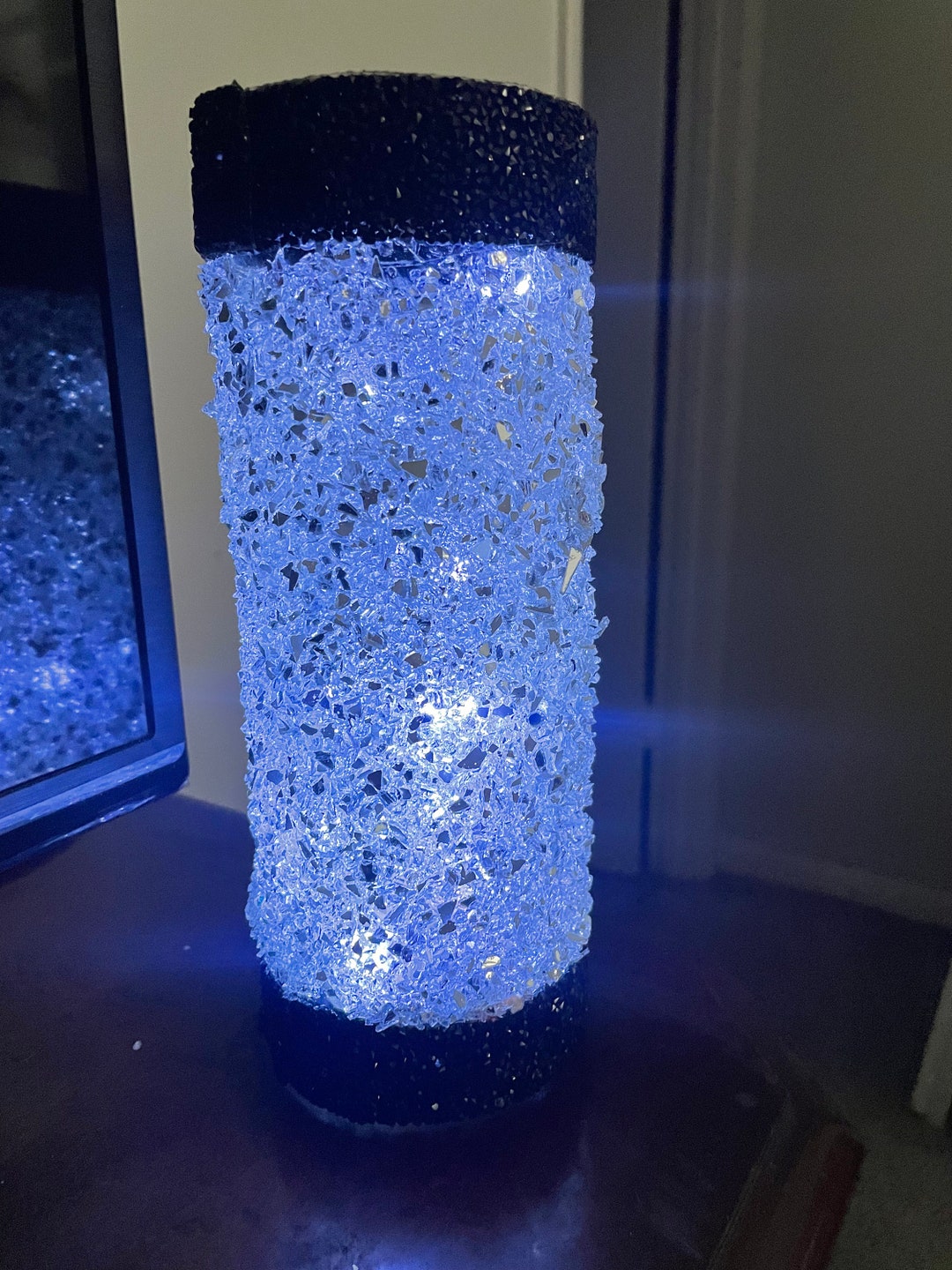 Black and White Crushed Diamond Bling Decor Vase Night Light - Etsy