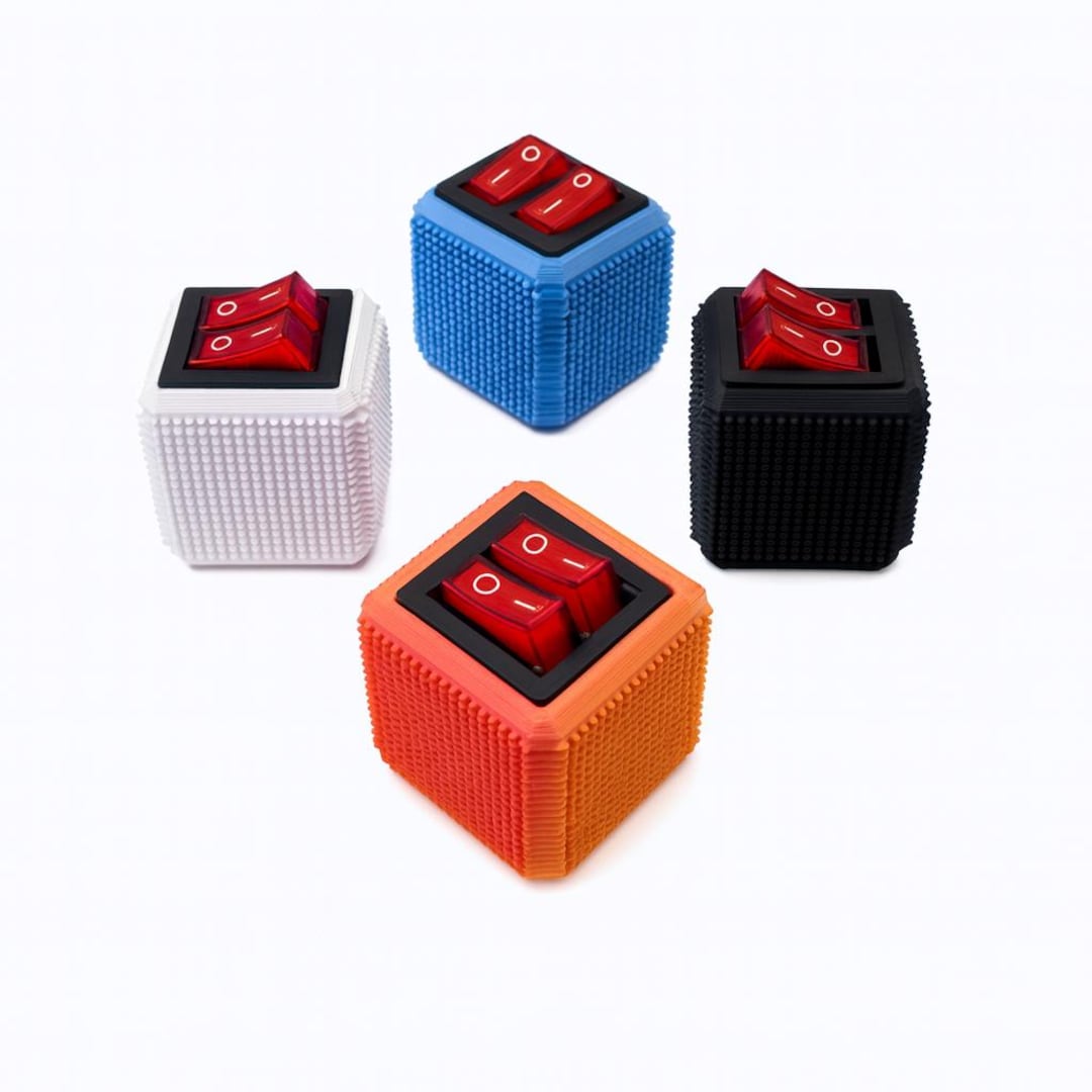 Dual Switch Clicker Cube – 3D Printed ON/OFF Toggle Fidget Toy | Stress ...
