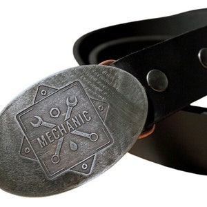 Mechanic Belt Buckle -SOLID METAL- Choose Copper, Brass, Nickel Silver ...