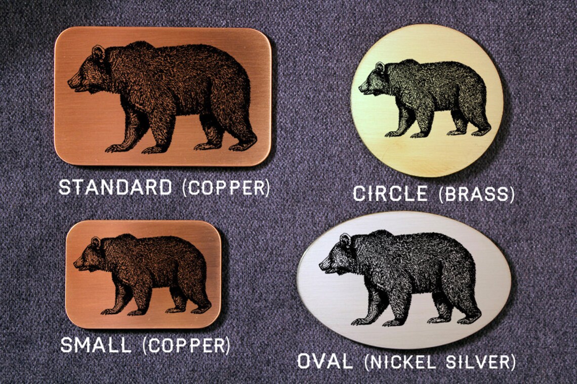 Bear Belt Buckle SOLID METAL Choose Copper Brass Nickel - Etsy