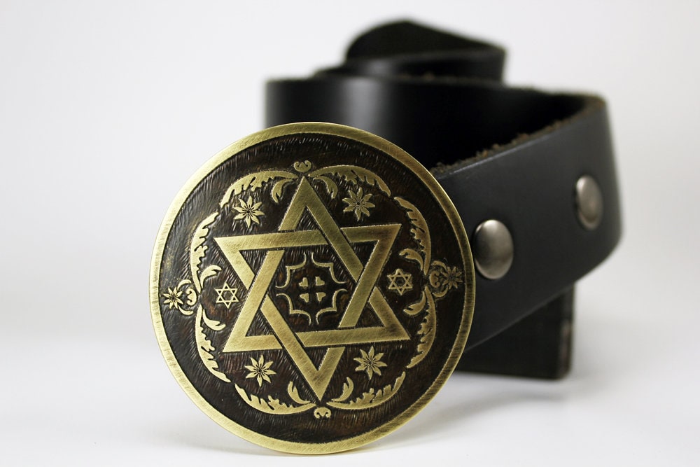 Star of David JEWISH Belt Buckle SOLID METAL Choose Copper | Etsy