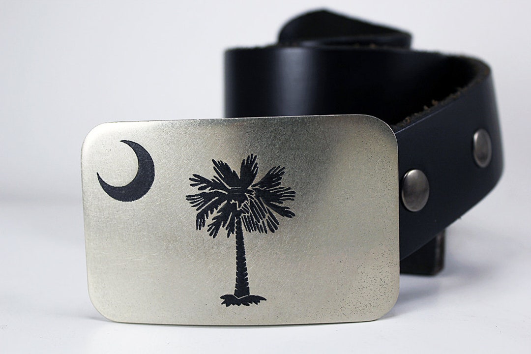 South Carolina Flag Belt Buckle -SOLID METAL- Choose Copper, Brass ...