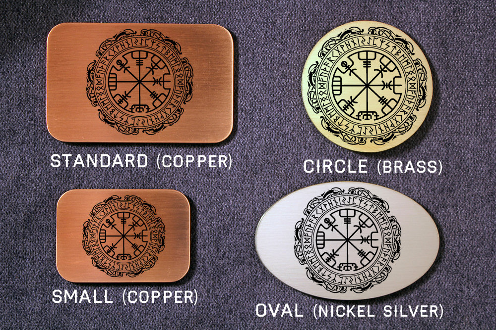 Viking Compass Vegvísir Belt Buckle -SOLID METAL- Choose Copper, Brass ...