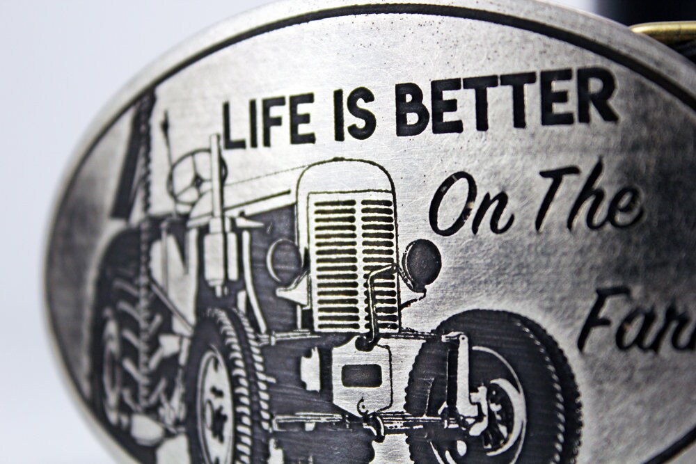 Farmer Tractor Belt Buckle -SOLID METAL- Choose Copper, Brass, Nickel ...