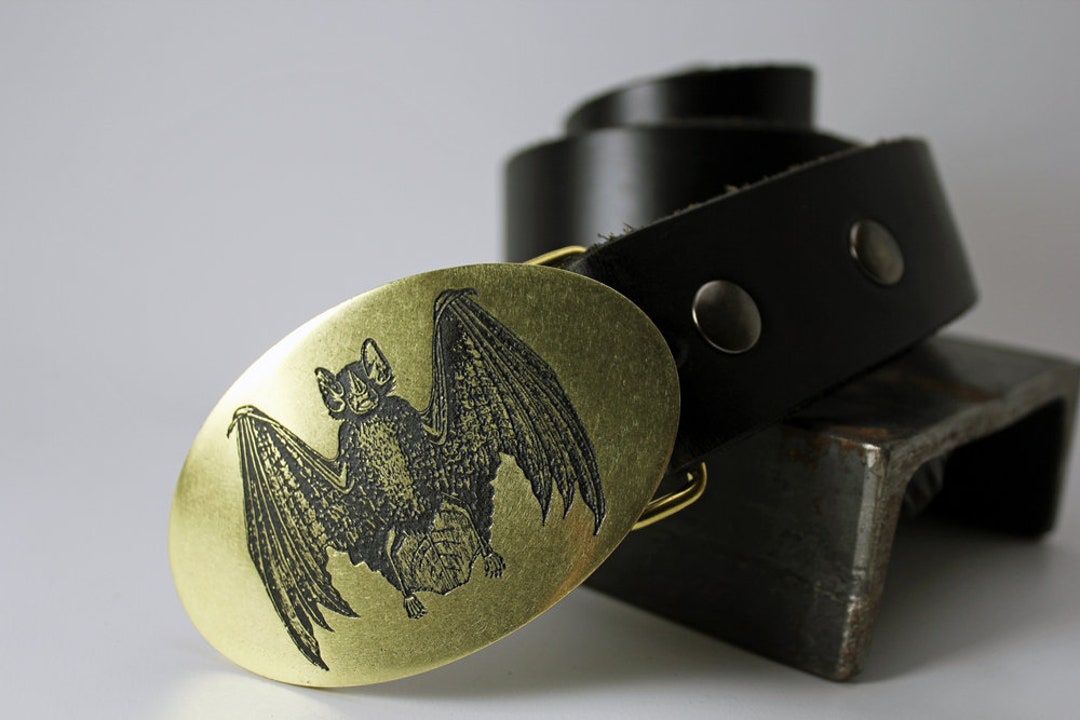 Vampire Bat Belt Buckle SOLID METAL Choose Copper, Brass, Nickel Silver ...