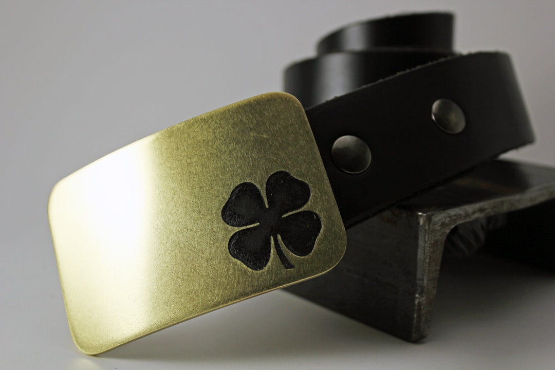Four Leaf Clover IRISH Belt Buckle -SOLID METAL- Choose Copper, Brass ...