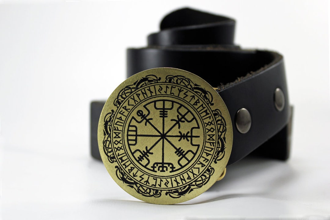 Viking Compass Vegvísir Belt Buckle -SOLID METAL- Choose Copper, Brass ...