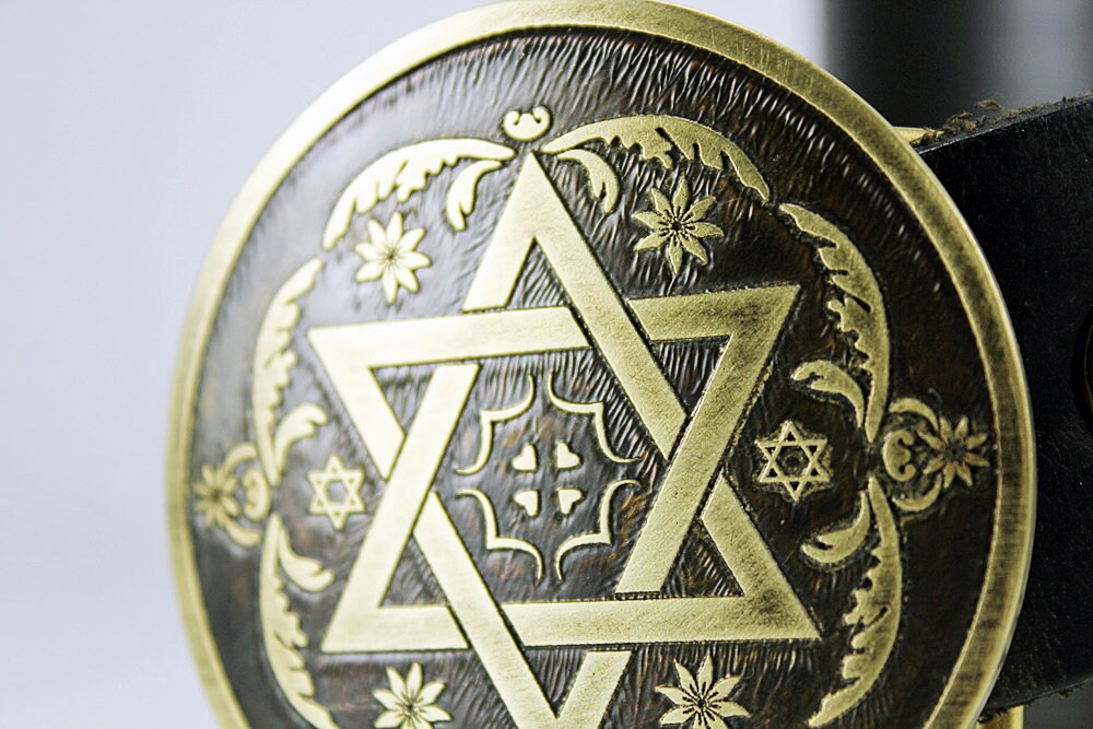 Star of David JEWISH Belt Buckle SOLID METAL Choose Copper | Etsy