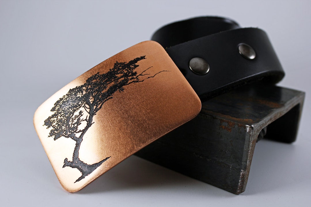 Bonsai Tree Belt Buckle -SOLID METAL- Choose Copper, Brass, Nickel ...