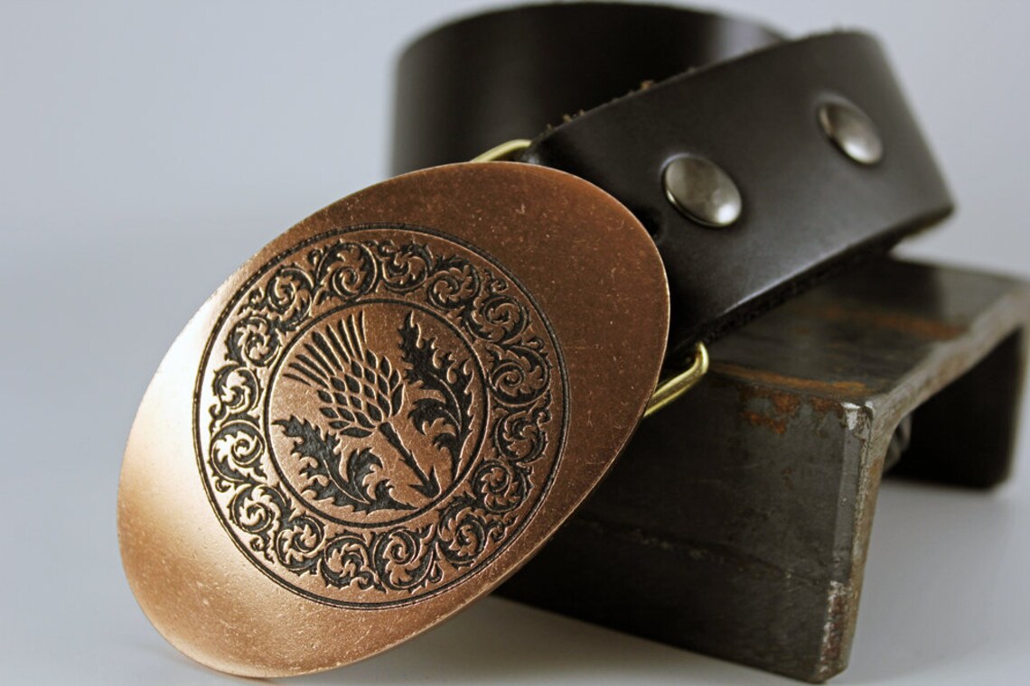 Scottish Heritage Belt Buckle -SOLID METAL- Choose Copper, Brass ...