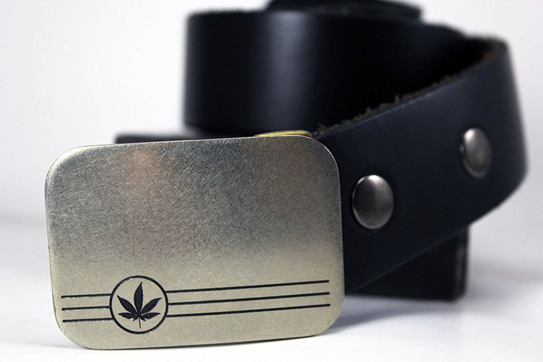 Pot Leaf Marijuana Belt Buckle -SOLID METAL- Choose Copper, Brass ...