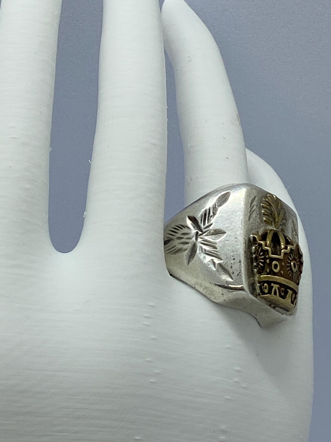 Vintage Persian King Shah Reza Pahlavi 900 Sterling Silver Mens Ring 28 ...