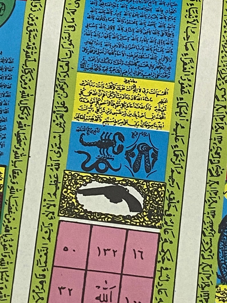 Vintage Rare Talisman İslamic Arabic Snake,scorpion,knife,gun,evil Eye ...