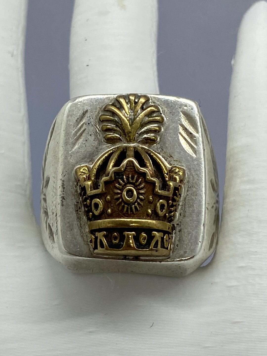 Vintage Persian King Shah Reza Pahlavi 900 Sterling Silver Mens Ring 28 ...