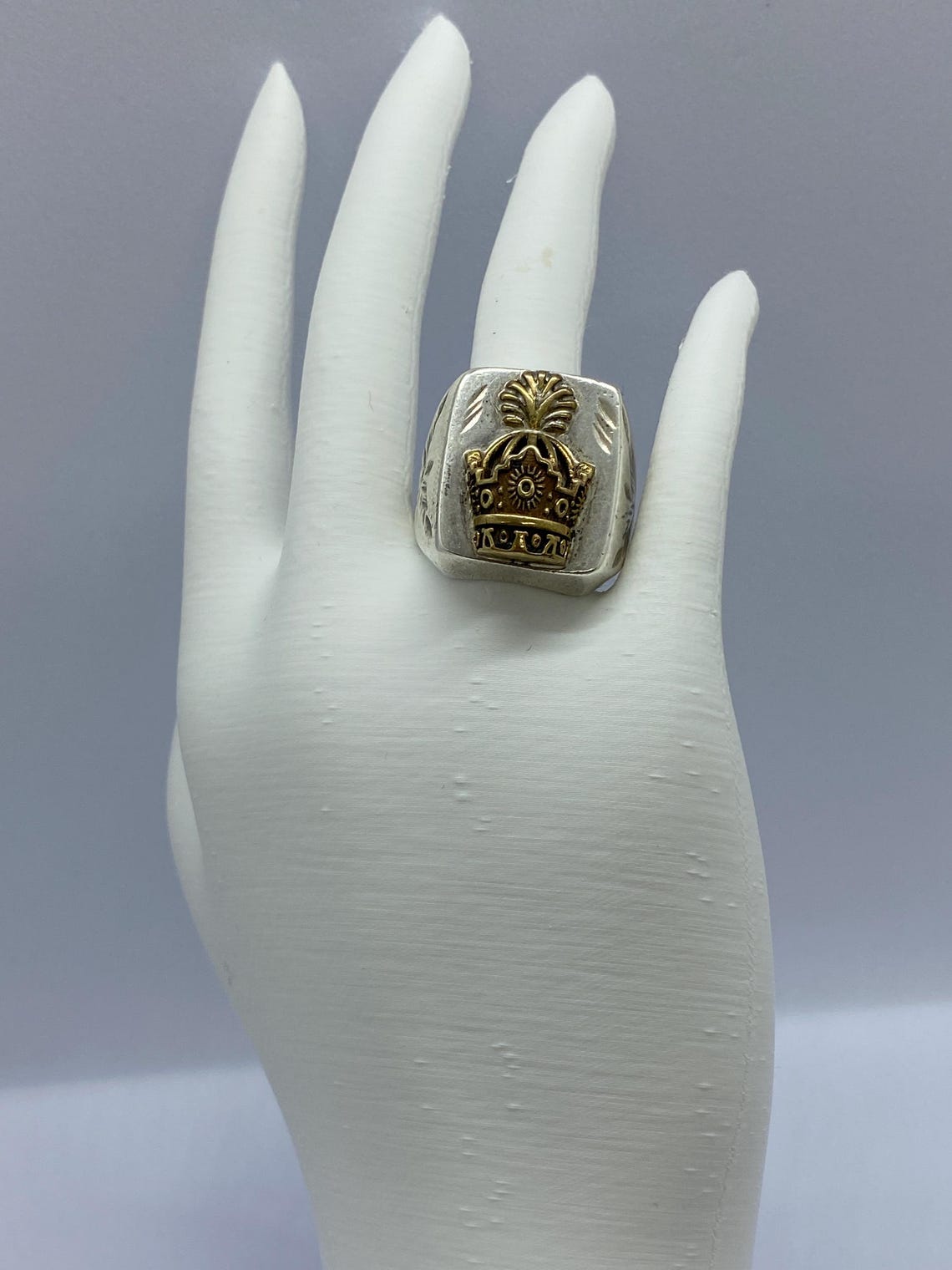 Vintage Persian King Shah Reza Pahlavi 900 Sterling Silver Mens Ring 28 ...