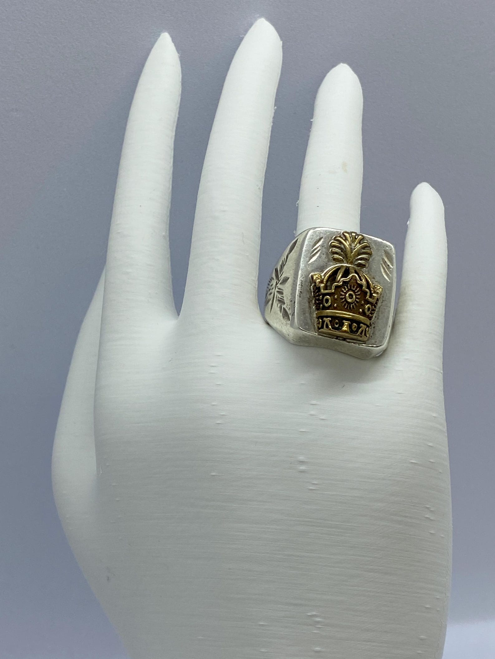 Vintage Persian King Shah Reza Pahlavi 900 Sterling Silver Mens Ring 28 ...