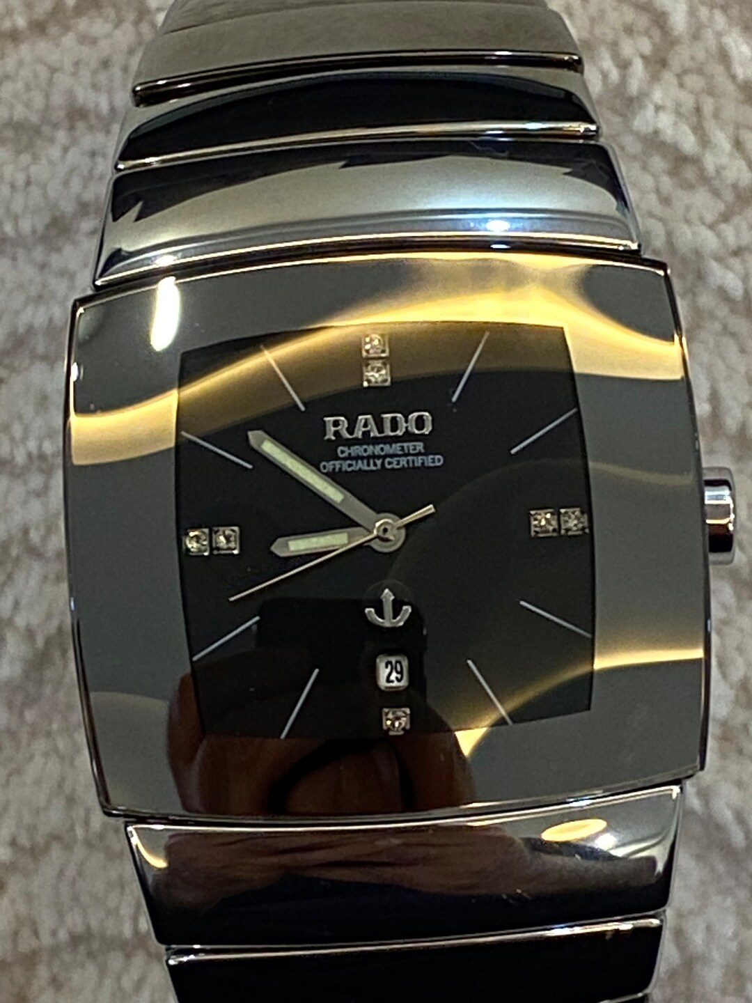 RADO Sintra Diastar Silver Gray Black Dial Ceramic Quartz 35 Mm Mens ...