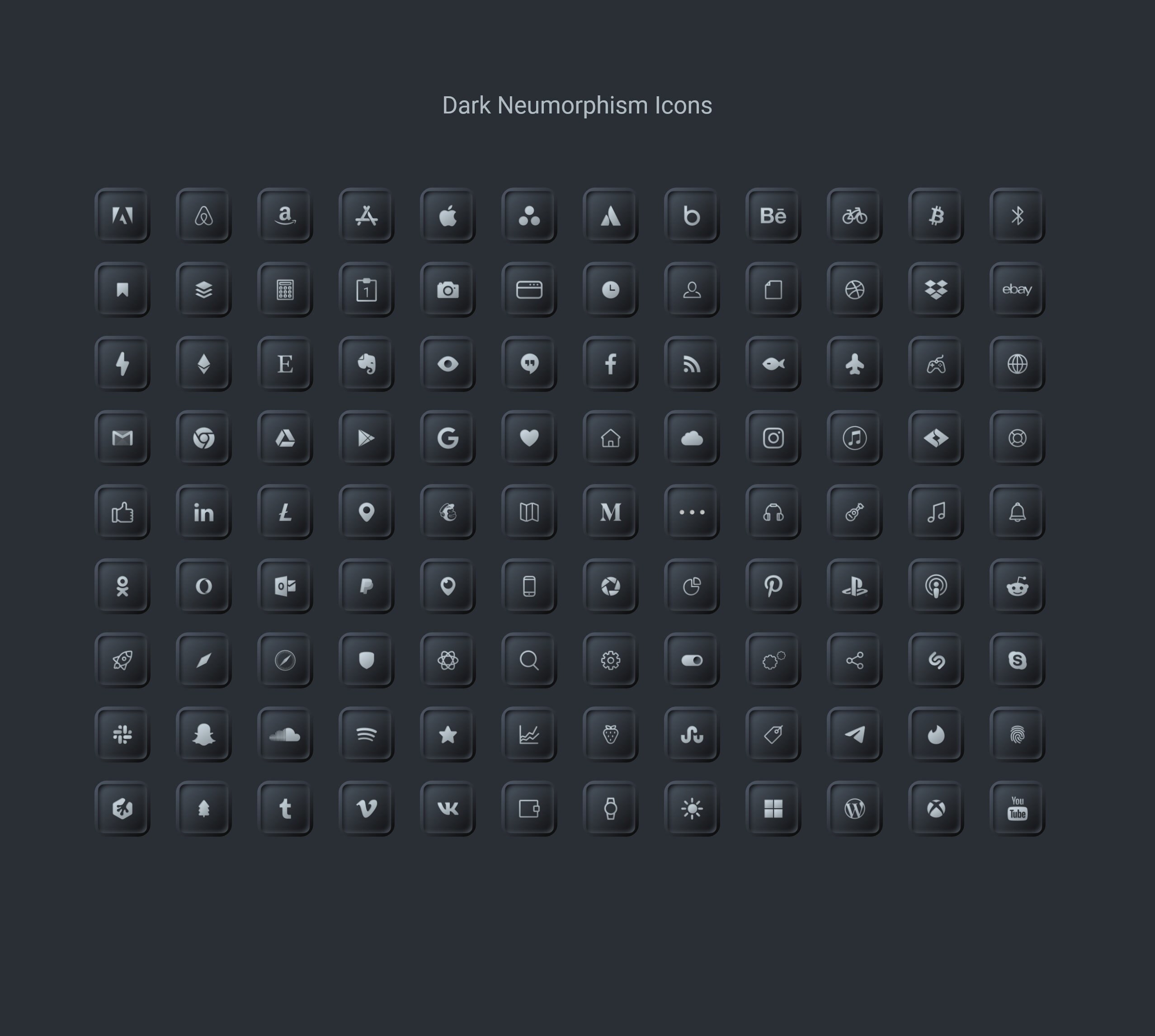 Ios 17 Minimalistic Dark Themed Neumorphic App Icon Bundle, 3d Effect ...