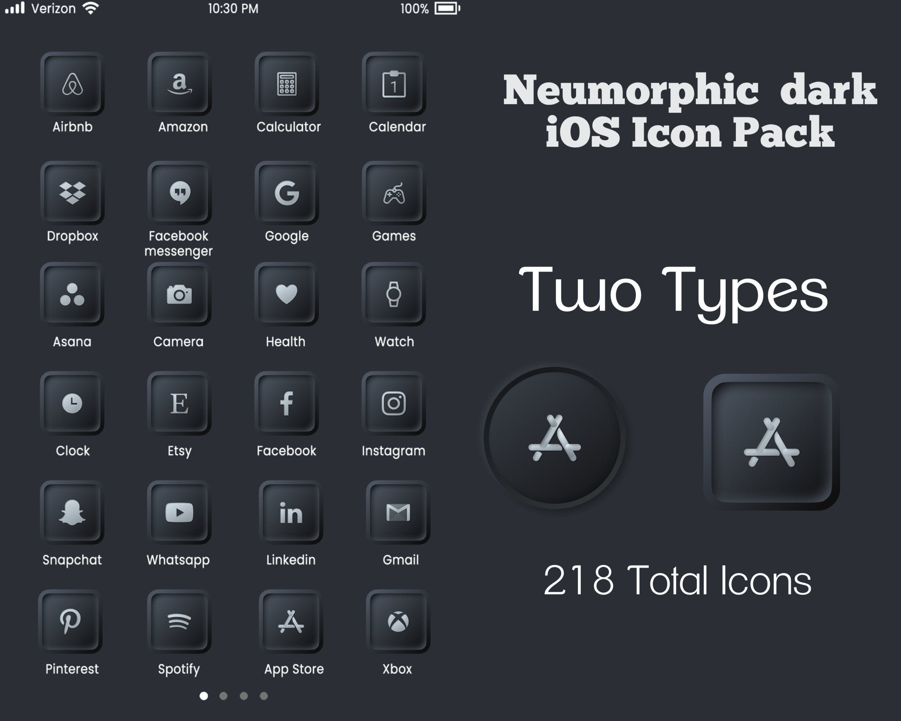 Ios 17 Minimalistic Dark Themed Neumorphic App Icon Bundle, 3d Effect ...