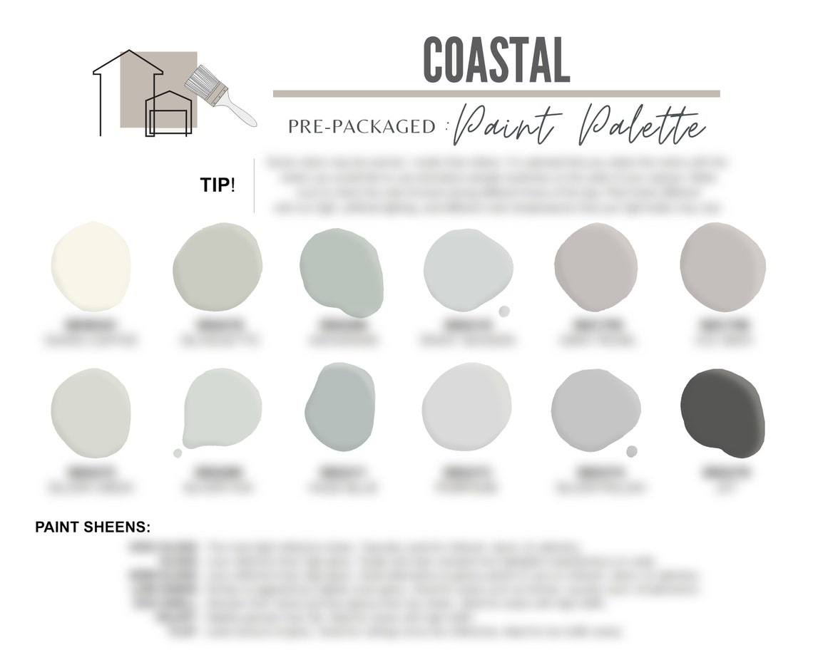 Dunn Edwards Coastal Paint Color Palette Beach Interior | Etsy