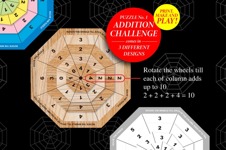 Math Number IQ Paper Puzzle Wheel Brain Teaser Math Subtraction Adding ...