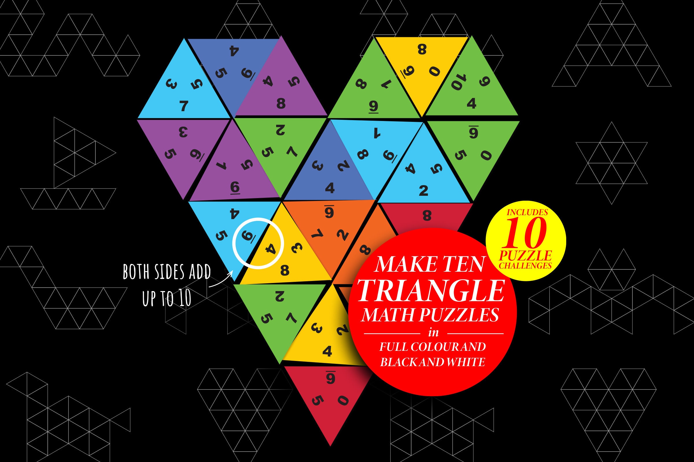 Make Ten Triangle Math Puzzle: Printable Tangram Challenge (PDF) - Etsy