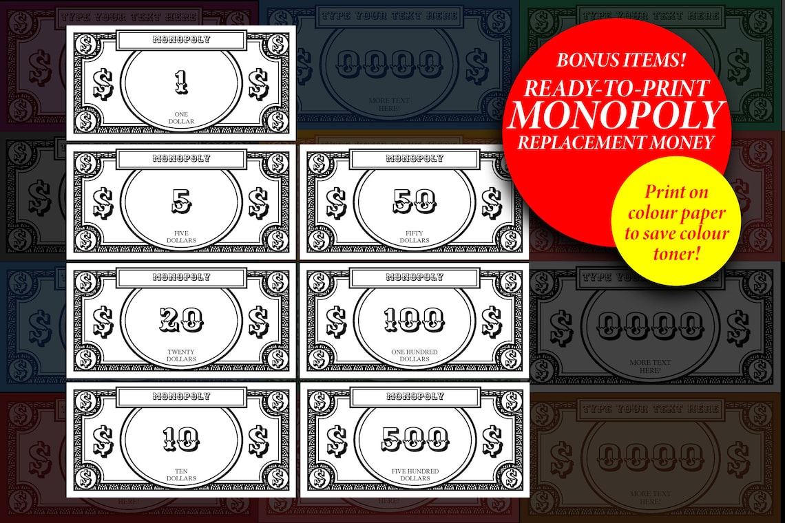 Editable Board Game Money Customisable Party Play Money Printable ...